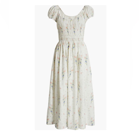 Doen | Dresses | New Doen Quinley Floral Organic Cotton Midi Dress In ...